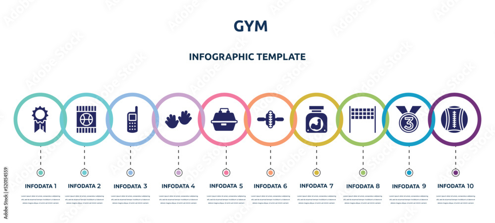 gym concept infographic design template. included first place, blue ...