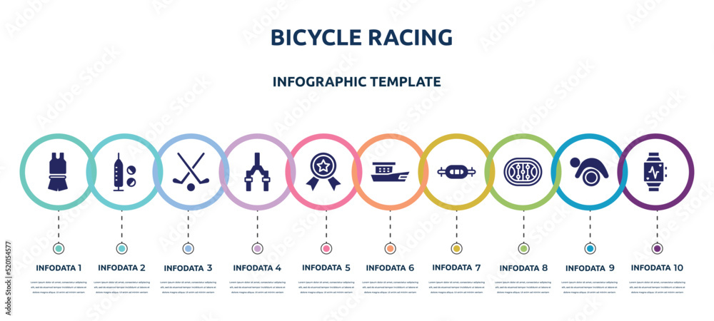 bicycle racing concept infographic design template. included sport wear ...