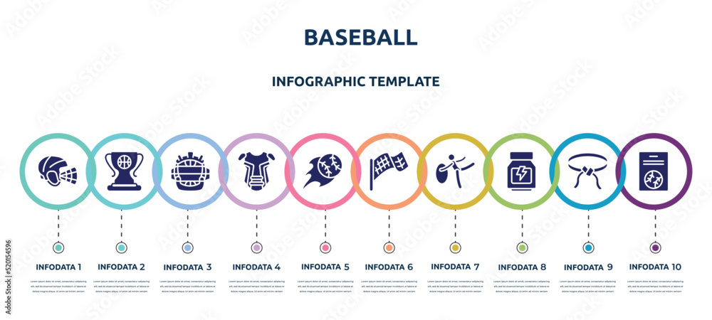 baseball concept infographic design template. included hockey helmet ...
