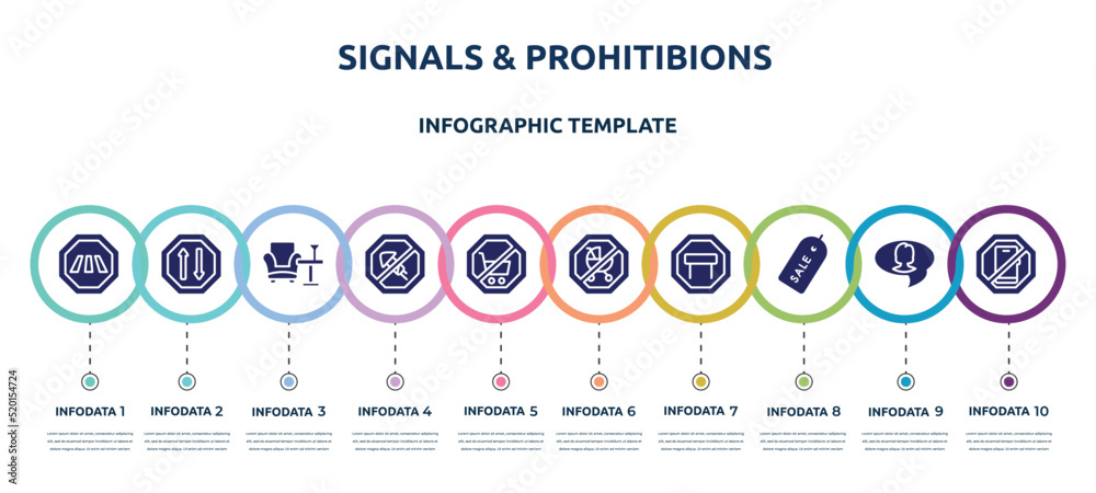 signals & prohitibions concept infographic design template. included ...