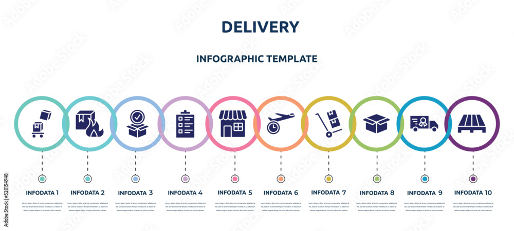 delivery concept infographic design template. included overflow ...