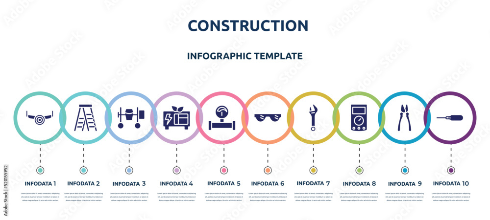 construction concept infographic design template. included sawmill ...