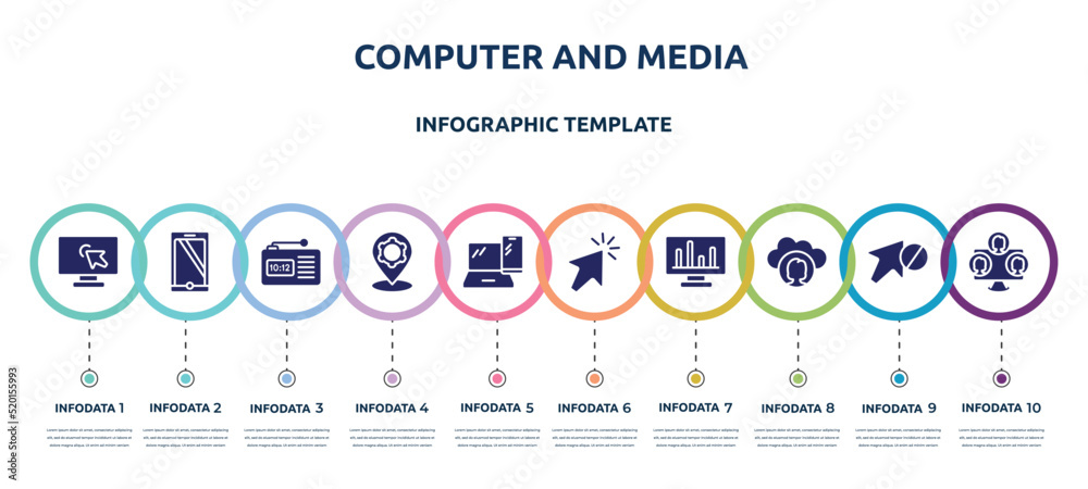 computer and media concept infographic design template. included ...