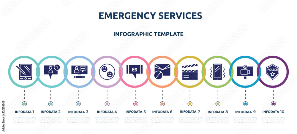 emergency services concept infographic design template. included pda ...