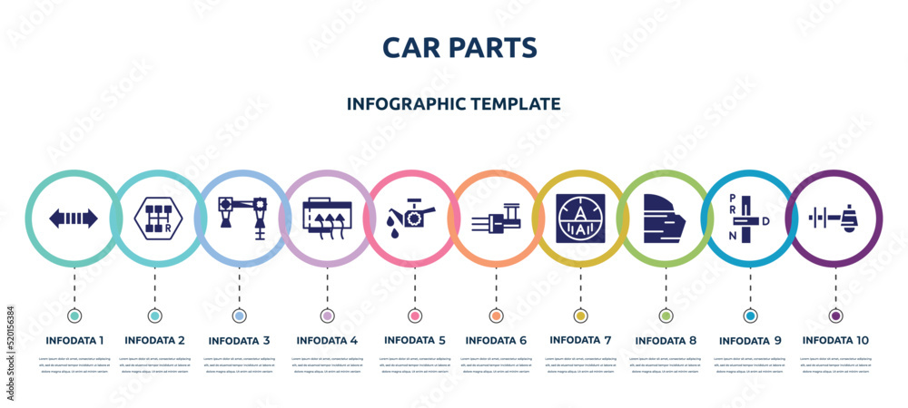 car parts concept infographic design template. included car indicator ...