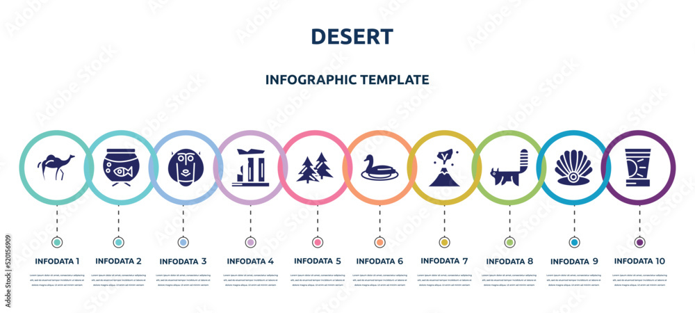 desert concept infographic design template. included dromedary ...