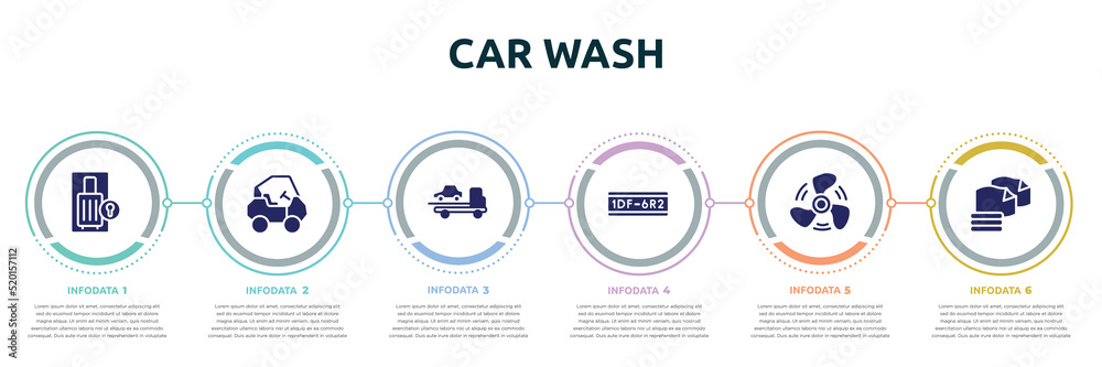 car wash concept infographic design template. included luggage locker ...