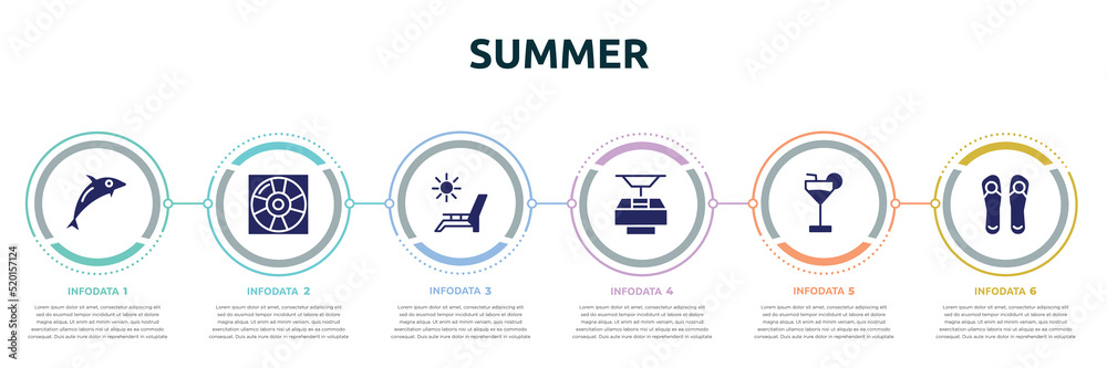summer concept infographic design template. included dolphin on water ...