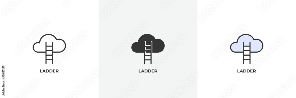 ladder icon. Line, solid and filled outline colorful version, outline ...