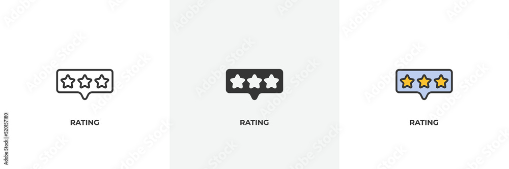 rating icon. Line, solid and filled outline colorful version, outline ...