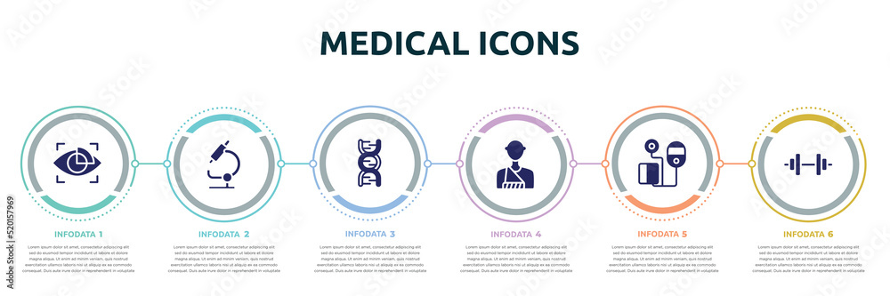 medical icons concept infographic design template. included eye scanner ...