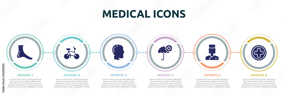 medical icons concept infographic design template. included foot side ...