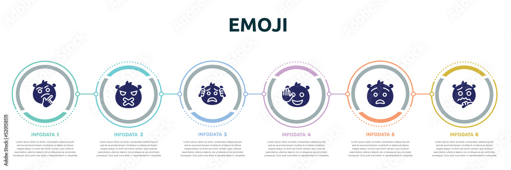 emoji concept infographic design template. included curious emoji ...