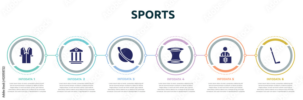 sports concept infographic design template. included lab coat, pillars ...