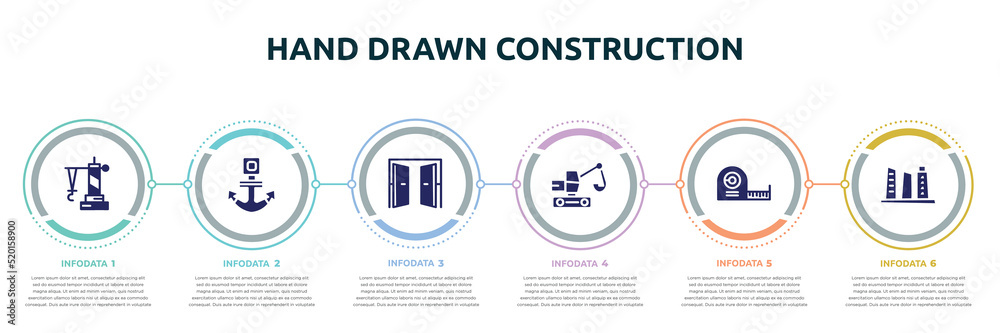 hand drawn construction concept infographic design template. included ...