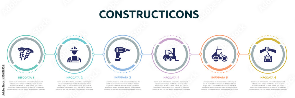 constructicons concept infographic design template. included two screws ...