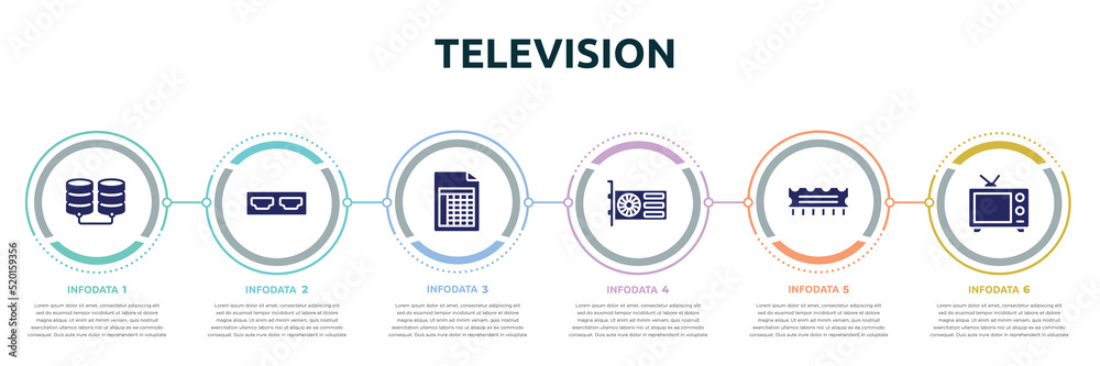 television concept infographic design template. included database ...