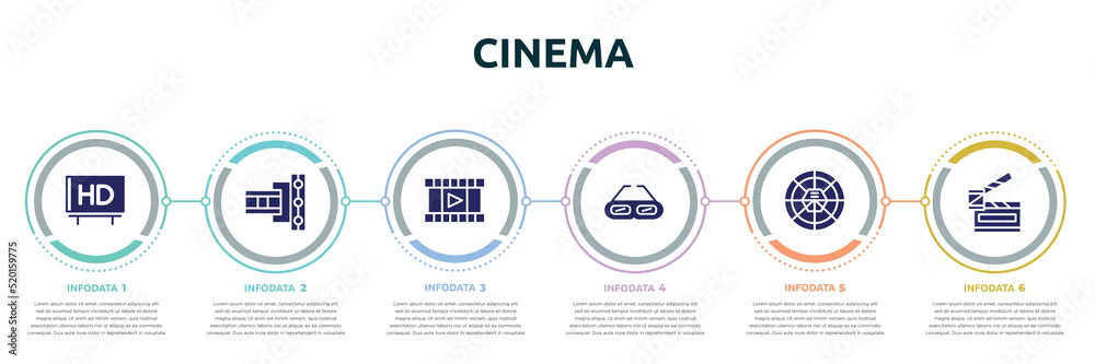 cinema concept infographic design template. included hd, film strip of ...