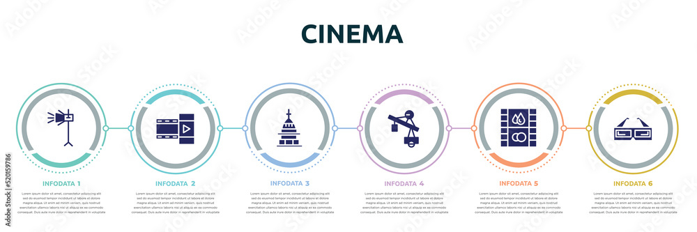 cinema concept infographic design template. included movie light, film ...