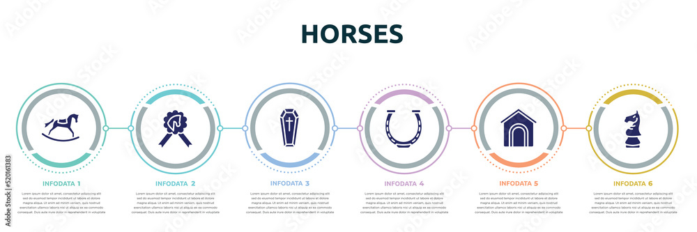 horses concept infographic design template. included rocker horse ...
