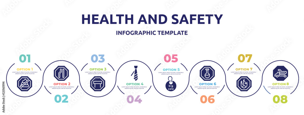 health and safety concept infographic design template. included no ...