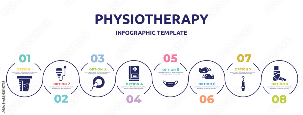 physiotherapy concept infographic design template. included urine test ...
