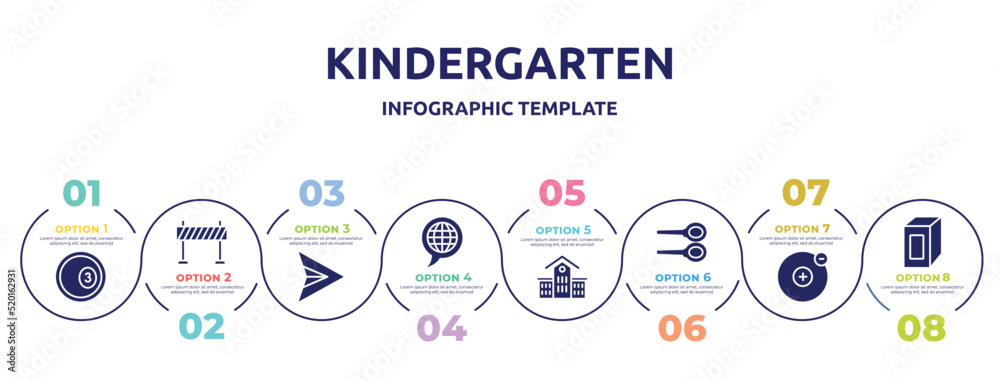kindergarten concept infographic design template. included ball pool ...