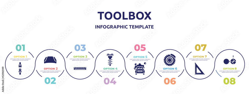 Stockvector toolbox concept infographic design template. included seat ...