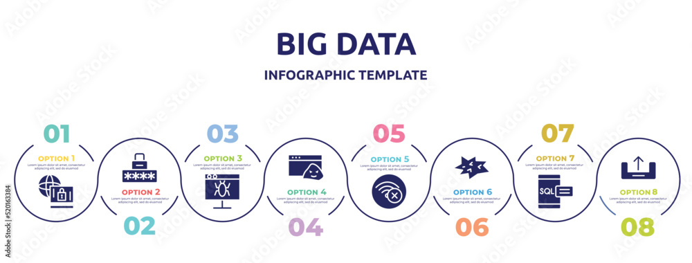 big data concept infographic design template. included remote access ...