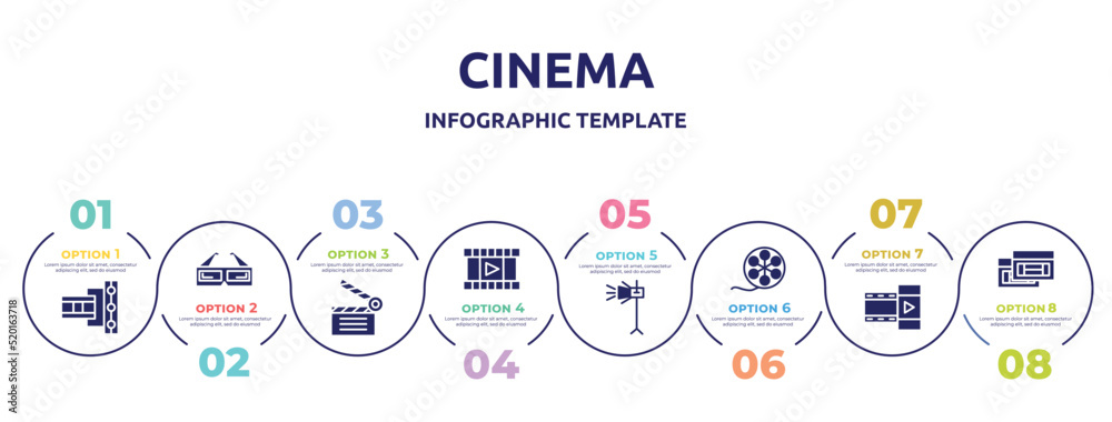 cinema concept infographic design template. included film strip of two ...