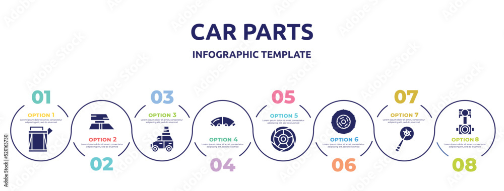 car parts concept infographic design template. included car petrol tank ...
