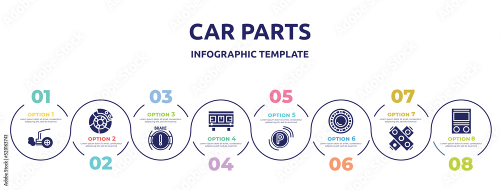 car parts concept infographic design template. included car exhaust ...