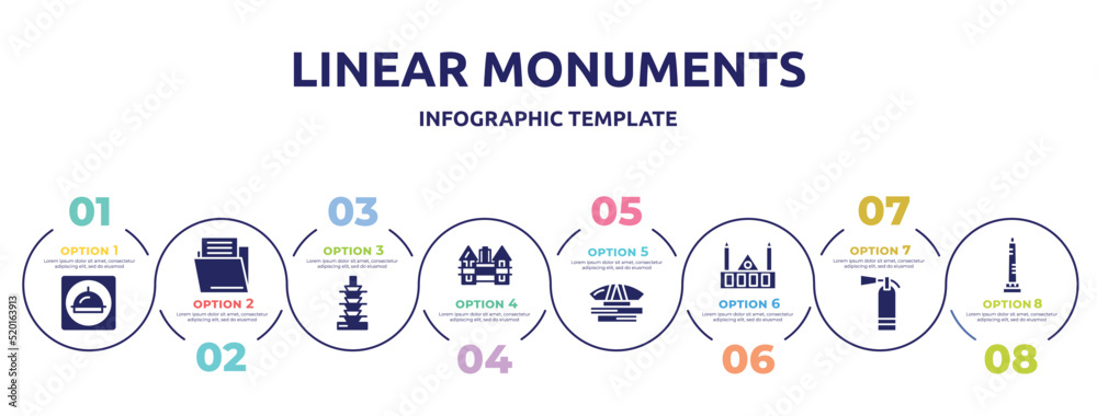 linear monuments concept infographic design template. included ...