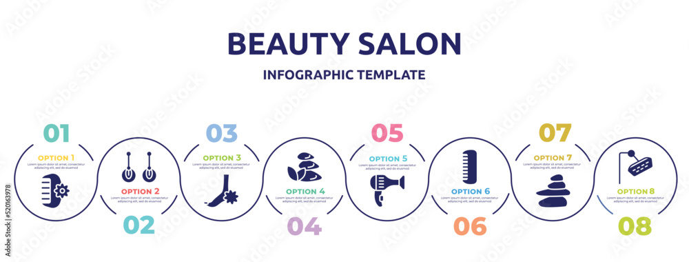 beauty salon concept infographic design template. included hair clamp ...