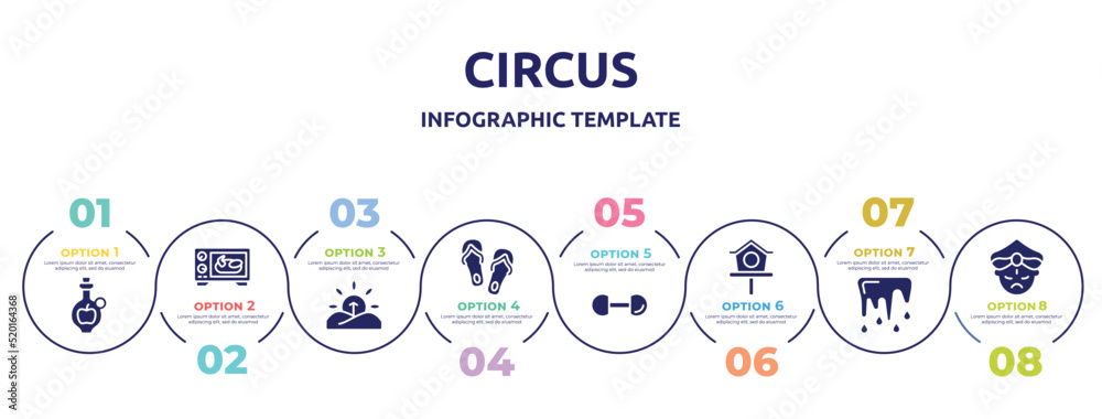 circus concept infographic design template. included cider, oven ...