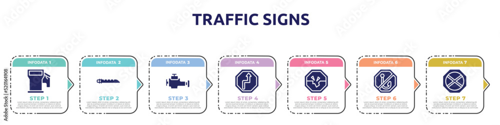 traffic signs concept infographic design template. included fuel ...