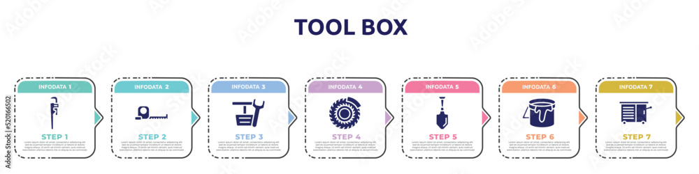 tool box concept infographic design template. included stillson wrench ...