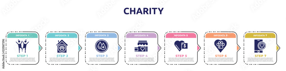charity concept infographic design template. included happy kids ...