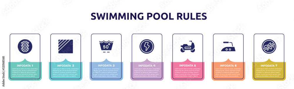 swimming pool rules concept infographic design template. included round ...