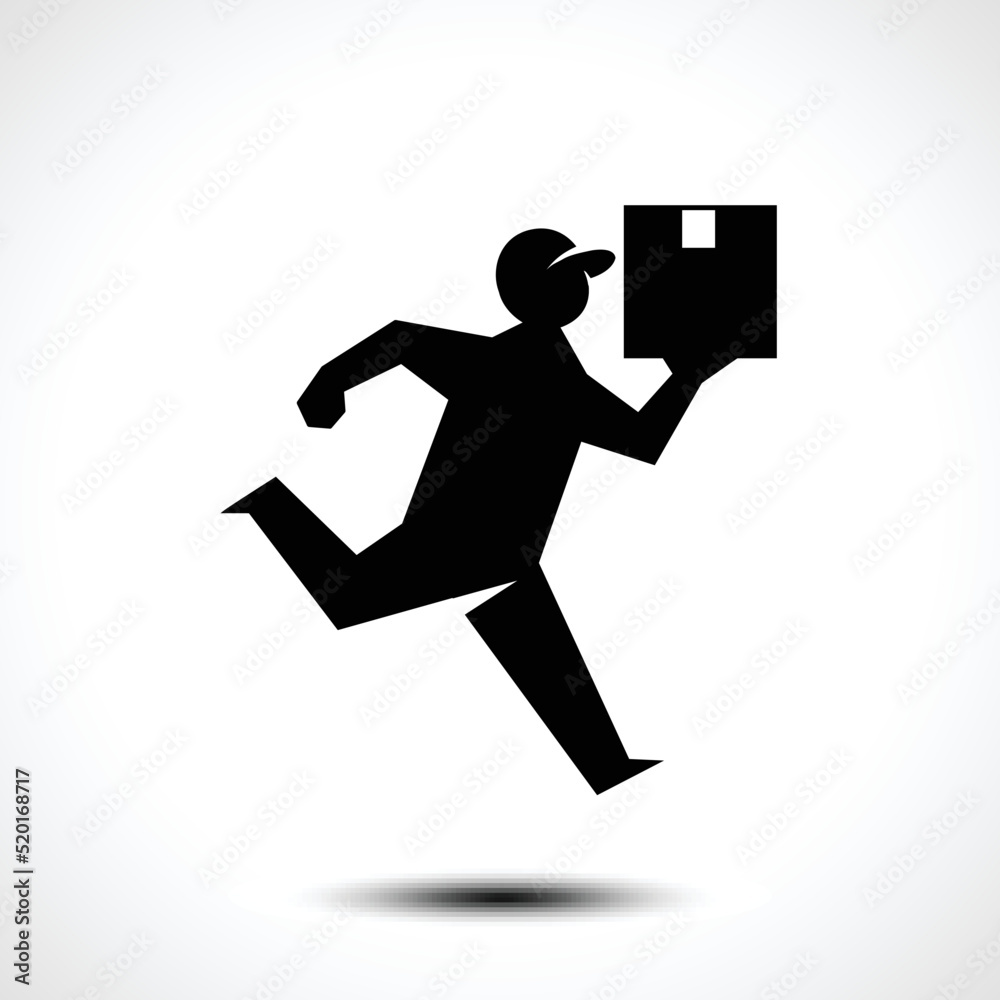Delivery man running fast icon symbol, Pictogram flat design for apps ...