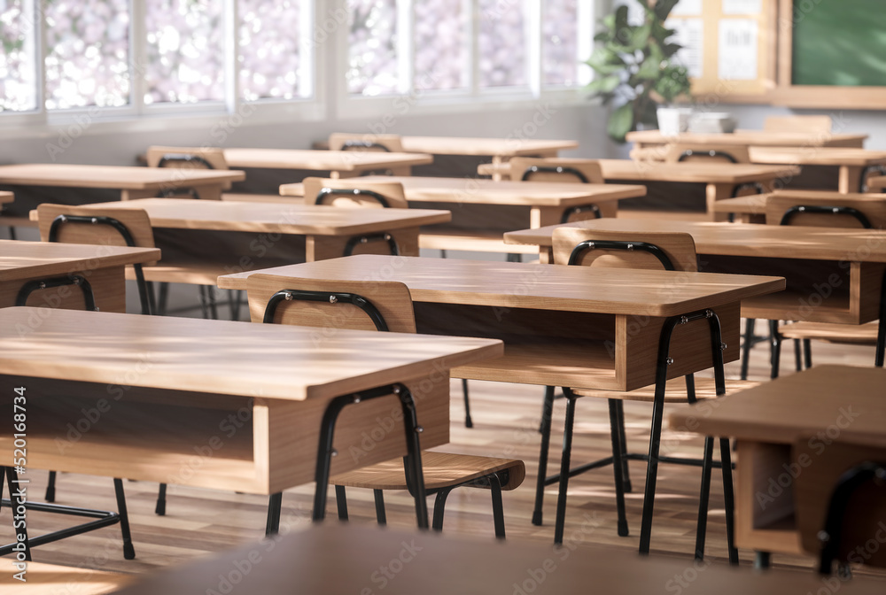 Close up scene of modern style classroom in the morning 3d render,The ...