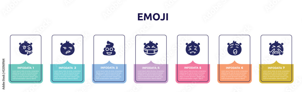 emoji concept infographic design template. included suspicious emoji ...