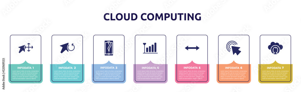 cloud computing concept infographic design template. included arrows move tool, update arrow ...