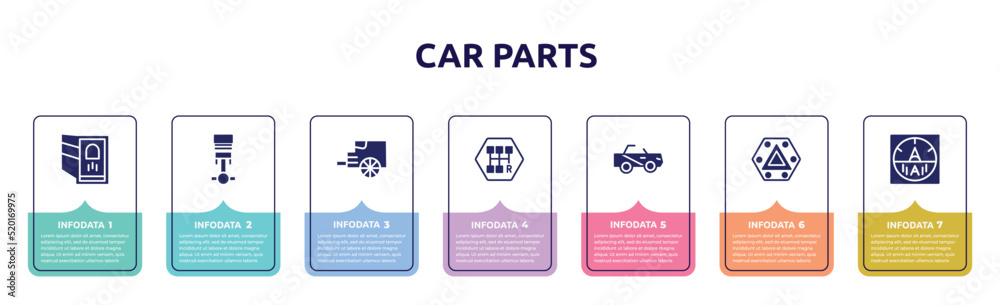 car parts concept infographic design template. included car reversing ...