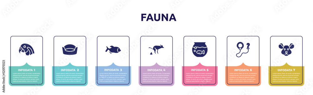 fauna concept infographic design template. included parrot head, cat ...