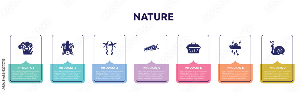 nature concept infographic design template. included bush, turtle, palm ...