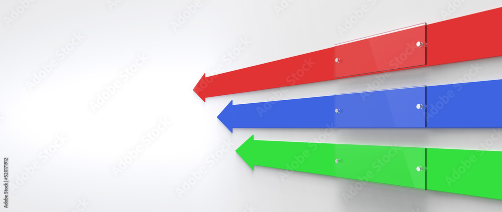 Three blank glass interior corporate signage plates with three ...