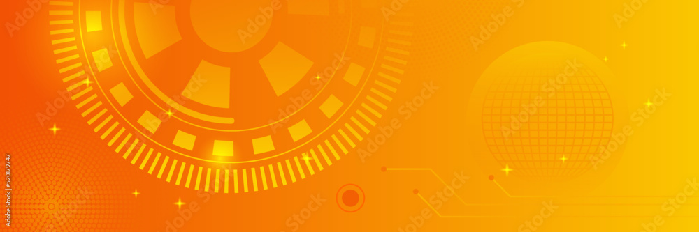 Orange technology digital banner design. Science, medical and digital ...
