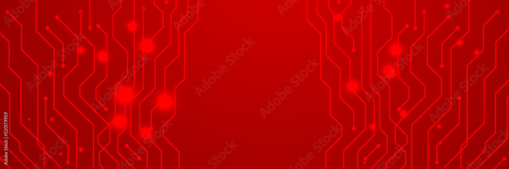 Red technology digital banner design. Science, medical and digital ...