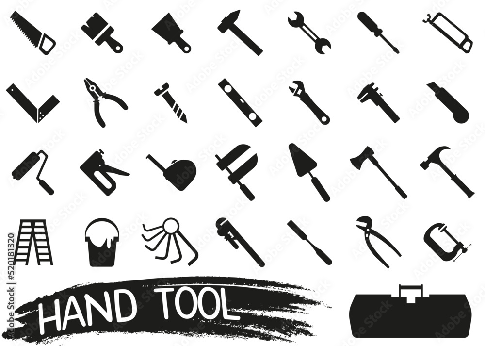 Poster Work tools icon, tools silhouette. Hand tool icons. – Wall Art ...